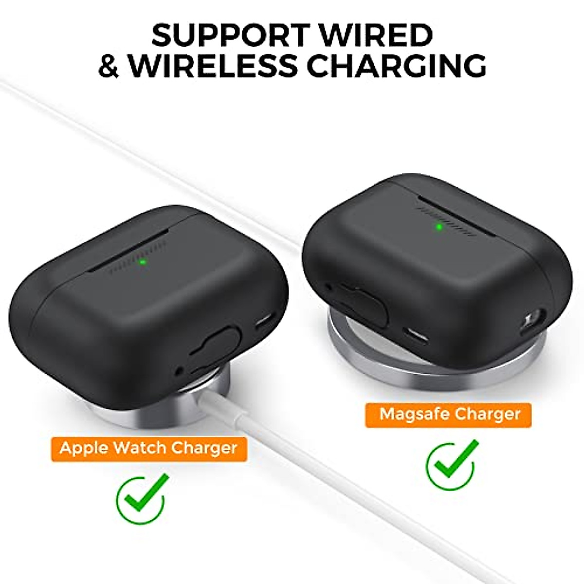 AHASTYLE AirPods Pro 2 Case Silicone Protective Cover [Front LED Visible] Compatible with AirPods Pro 2nd Generation (Black)