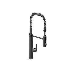 Kohler 24982-BL Purist Pull Down Kitchen Faucet, Kitchen Sink Faucet with Pull Down Sprayer in Matte Black