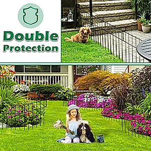 Loninak 10 Pack Animal Barrier Fences, 17 Inch(H) X 10 Ft(L) No Dig Fence Decorative Fence Rustproof Metal Wire Garden Fence Border for Dog Rabbits Ground Stakes Defence Yard Landscape Patio T Shape.
