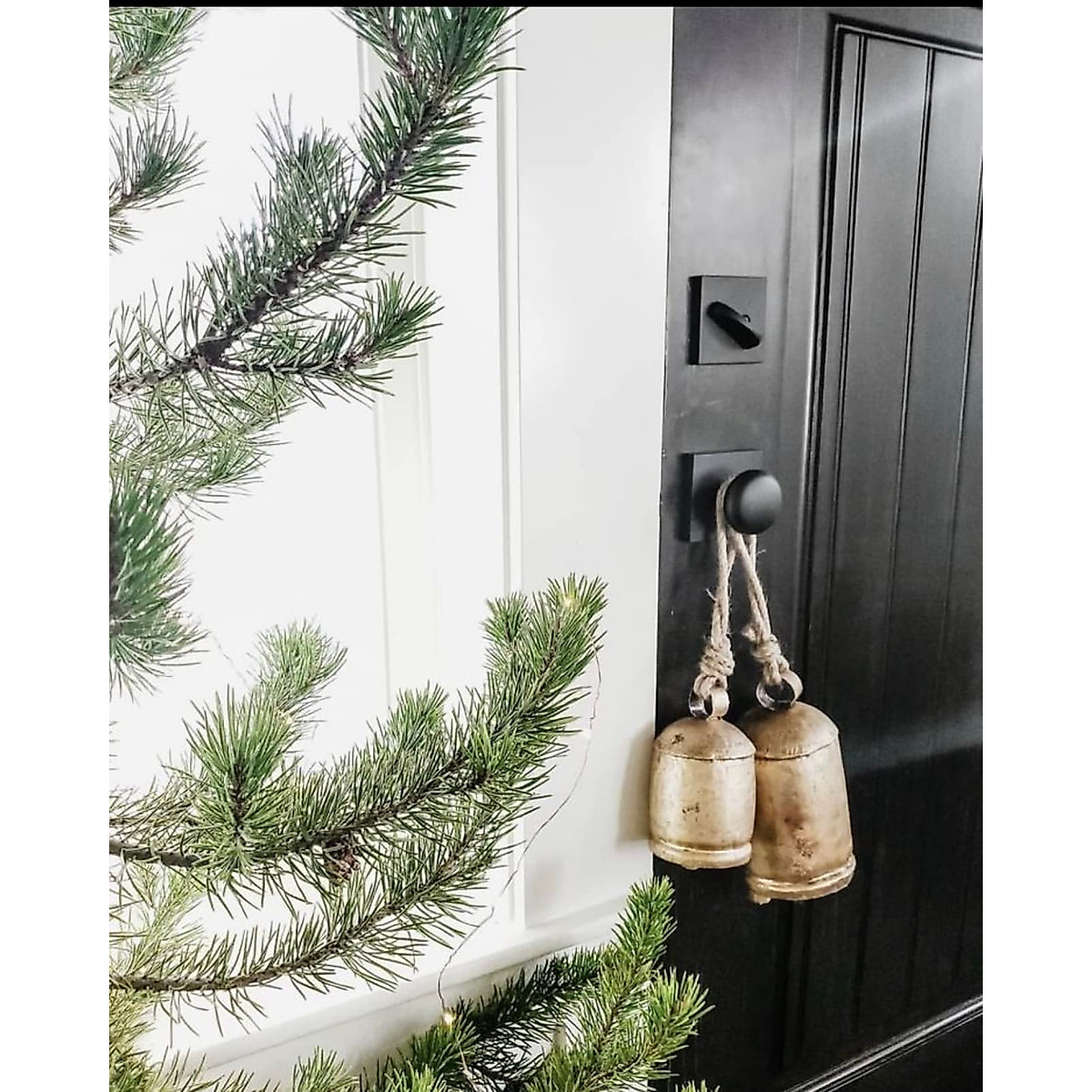 Large Rustic Cow Bell Vintage Handmade Lucky Christmas Hanging Harmony Noise Maker Bell on Jute Rope