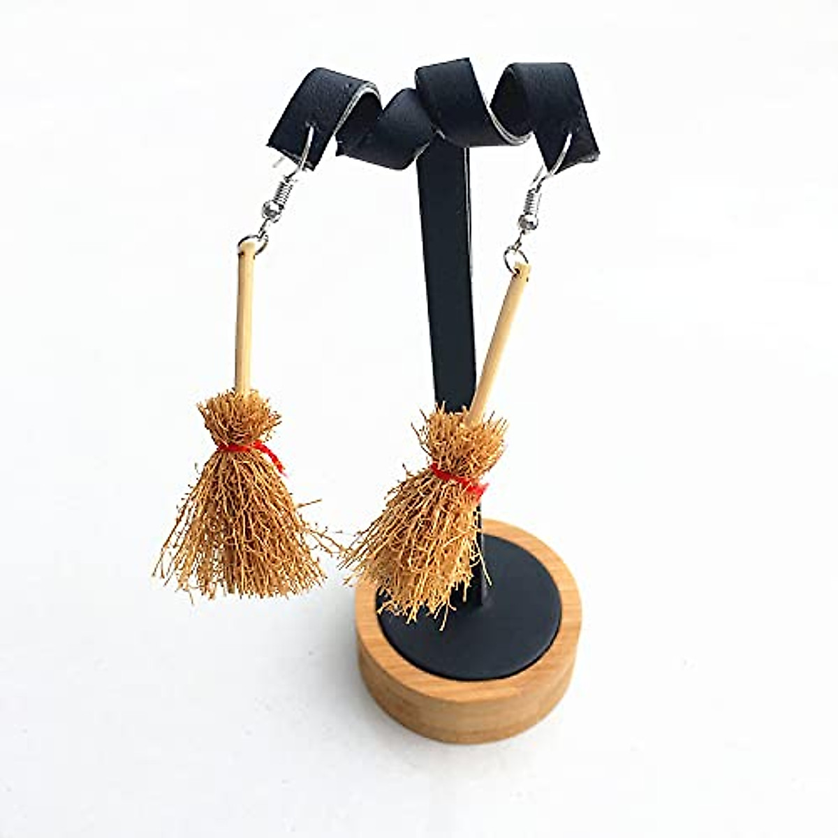 Cute Broom Earrings Handmade Witch's Flying Straw Broom Earrings for Women