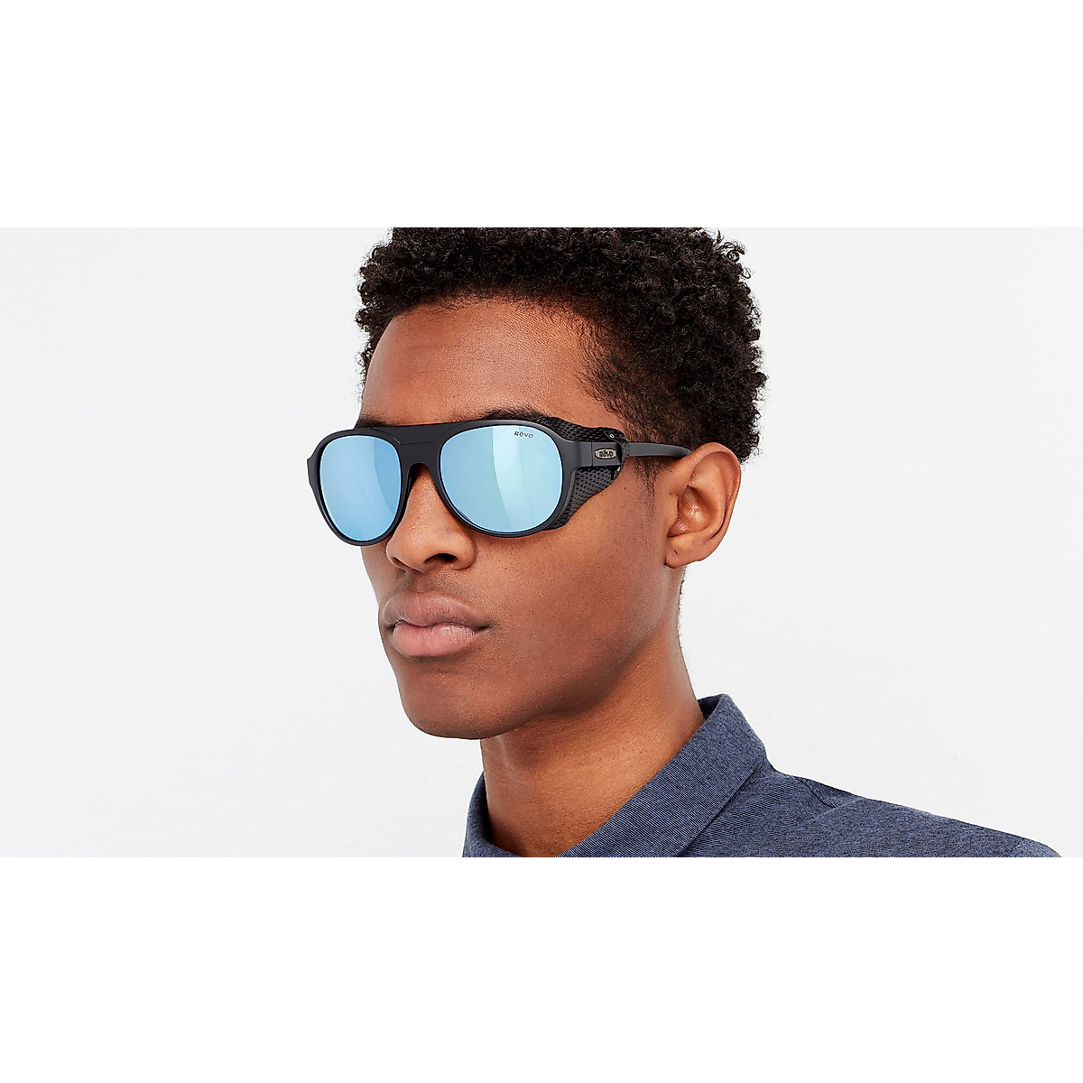 Revo Traverse 57mm High Contrast Polarized Serilium 6-Base Lens Technology Sunglasses, part of the Serilium Collection, Black Frame (RE 1036)