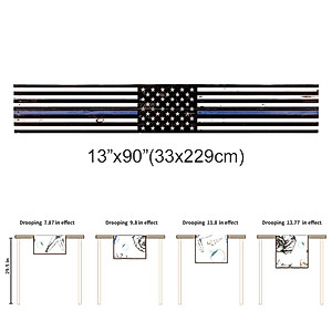 Thin Blue Line Rustic Table Runner-Cotton Linen-Long 90 inche Black American Police Flag Dresser Scarves,Tablerunner for Kitchen/Coffee/Dining,Gift for Law Enforcement,Home Décor Holiday Dinner Scarf