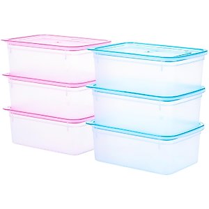 BESICO Airtight Food Containers Set, 6 Reusable Meal Prep Containers for Freezer, Microwave & Dishwasher, BPA-Free Plastic Storage Containers with Lids, Assorted Colors, 2 Packs of 3