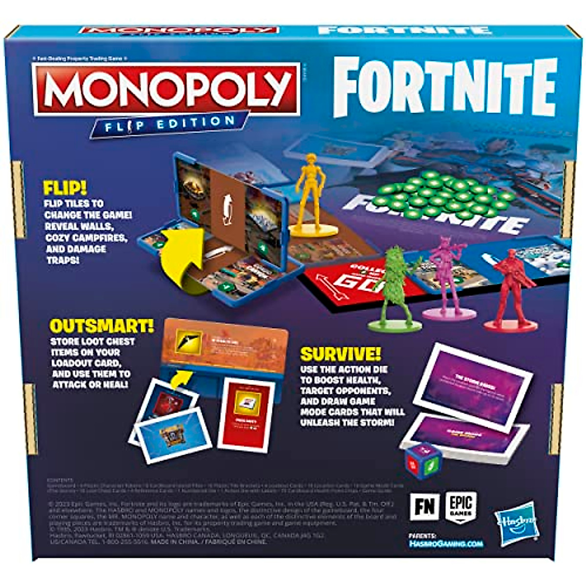 Hasbro Gaming Monopoly Flip Edition: Fortnite Board Game for Ages 13 Game Inspired by Fortnite Video Game, Board Games for Teens and Adults, 2-4 Players