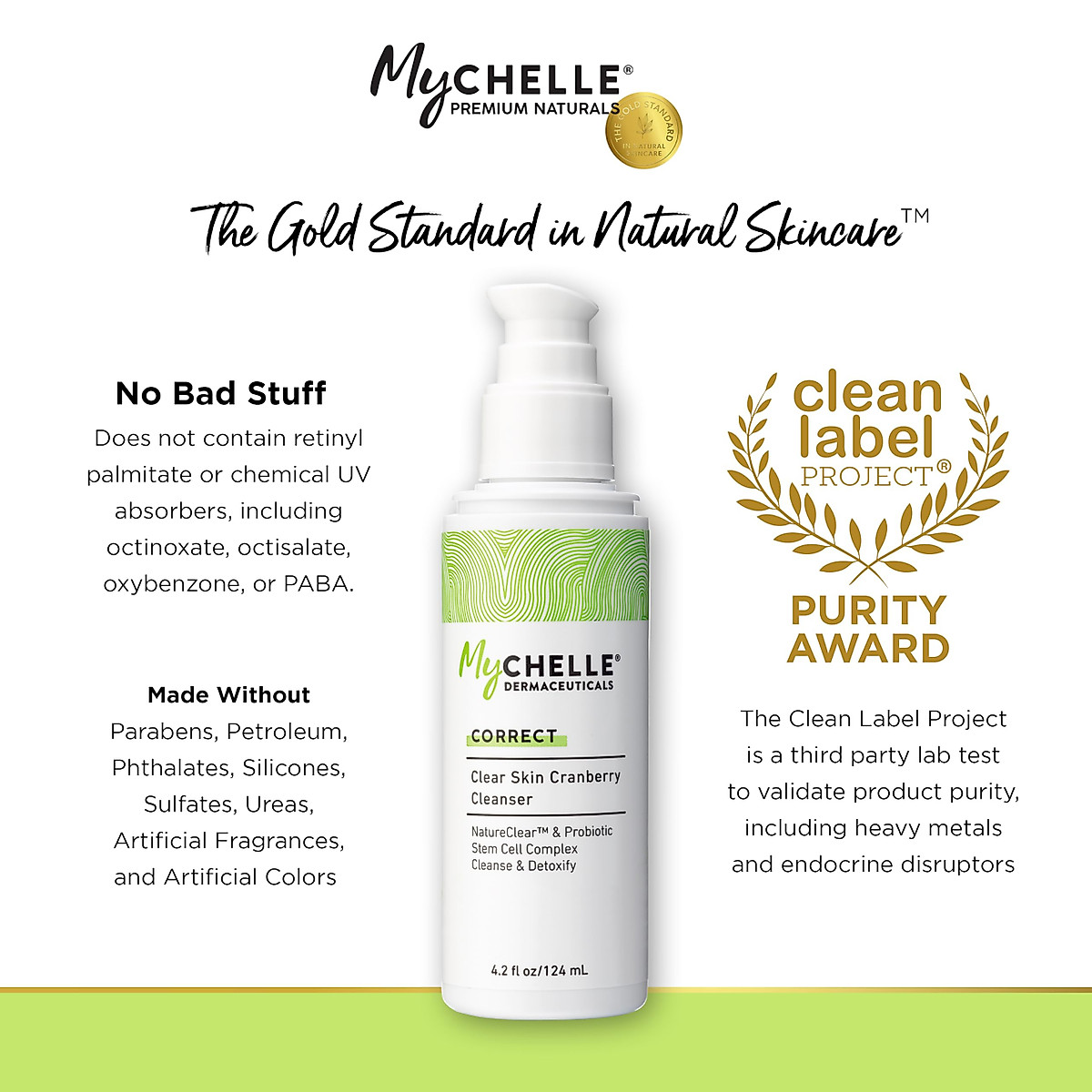 MyCHELLE Dermaceuticals Clear Skin Cranberry Cleanser (4.2 Fl Oz) - Correcting Exfoliator for Oily Skin, Facial Cleanser That Clarifies, Purifies, and Revitalizes Blemish-Prone Skin