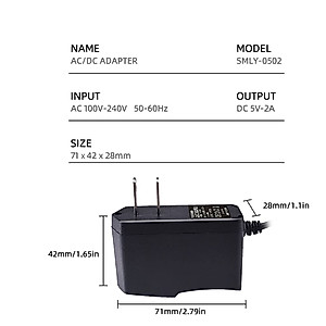 YLYLXIMA 5V 2A Power Supply Adapter AC DC 5V 10W 2A Switching Charger 5.5 x 2.5mm Power Adapter 5V 2000ma Power Supply Compatible Connector 5.5mmx2.1mm