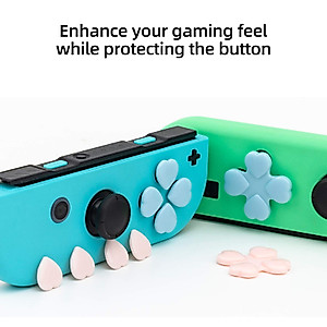GeekShare 4PCS Heart Button Caps Joystick Cover with Sticker Compatible with Nintendo Switch/OLED- Pink & Blue