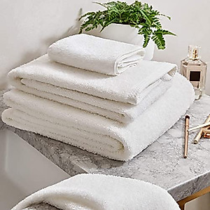 H by Frette Simple Border Bath Sheet Set of 2 - Luxury All-White Bath Linens / Includes 2 Bath Sheets (35" x 66") / 100% Cotton