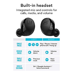 MEE audio X10 Truly Wireless in-Ear Headphones with Ergonomic Design, IPX5 Sweat Resistance, and 4.5 Hours Battery Life (23 Hours with Included Compact Charging case) (Black)