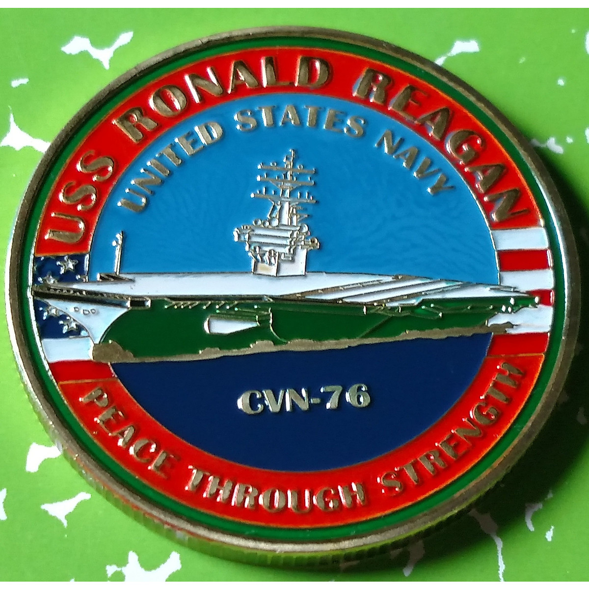 US Navy USS Ronald Reagan CVN-76 Colorized Challenge Art Coin