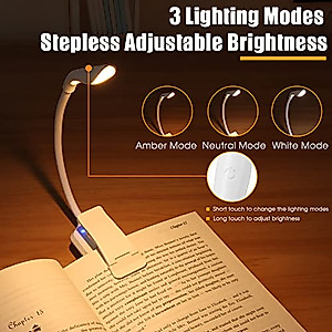 LOYAL SEA Rechargeable Book Light Clip on for Reading in Bed, Eye Care Stepless Dimming 3 Colour Modes Reading Light for Books in Bed, Reading Book Lamp for Bedside Table, Perfect for Readers, Kids