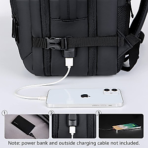 32L Travel Laptop Backpack for Men Fit 16 Inch Notebook, Flight Approved Carry On Suitcase Backpack, Expandable Large Luggage Backpack Water Resistant Weekender Overnight Daypack, Black