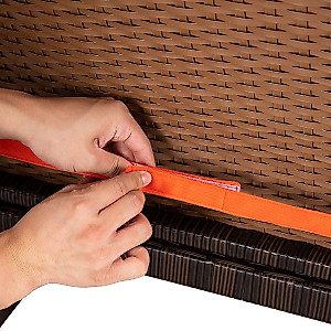 Tangkula (Orange) Rocker, Outdoor Patio Rattan Wicker Rocking Armchair Chair Furniture W/Cushion