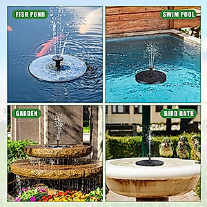 2 Packs Solar Bird Bath Fountain Pump Solar Fountain with 6 Nozzle Solar Powered Bird Bath Floating Solar Fountain Panel Bird Bath Fountain Solar Water Fountain for Garden, Fish Tank, Pond, Pool