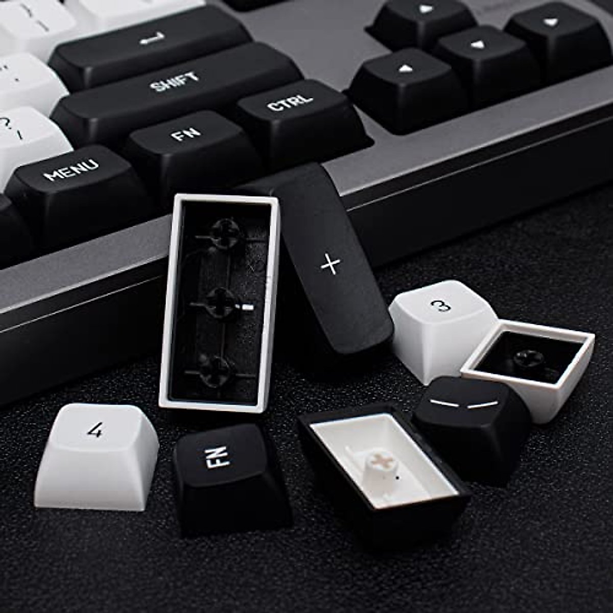 Black and White Keycaps Set 150 Keys MSA Profile Doubleshot Custom Keycaps for Cherry MX Gateron Kailh Box Switches Mechanical Gaming Keyboard