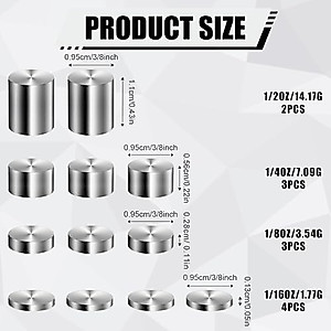 PEUTIER 12pcs Car Weights for Pinewood Derby, 2.375 Oz Tungsten Buffer Weight 4 Sizes Cylindrical Car Counterweight to Speed Up Your Car