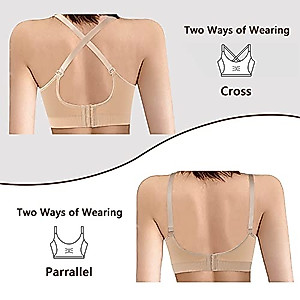 Pumping Bra Hands Free, BIAOOTOO 3-Pack Adjustable Breast-Pumps Holding and Nursing Bra, Plus Size Breast Pump Bra, Suitable for Most Breast Pumps(M, Black+Beige+Grey)