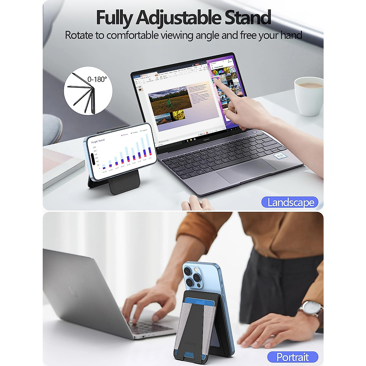 Magnetic Card Wallet Holder for Apple Magsafe, Designed for MagSafe Wallet, Eiffel-Tower Leather Magnetic Wallet with Adjustable Stand for iPhone 15 Pro/15/14/13/12 Series, Fit 8 Cards (Black)