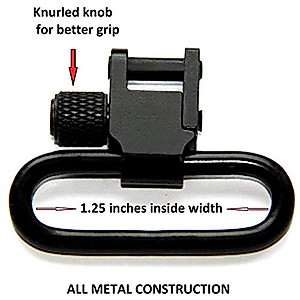 DETROIT LEATHER SHOP 1.25 Inch Tri-Lock Sling Swivels All Metal (Four Choices) (Black)