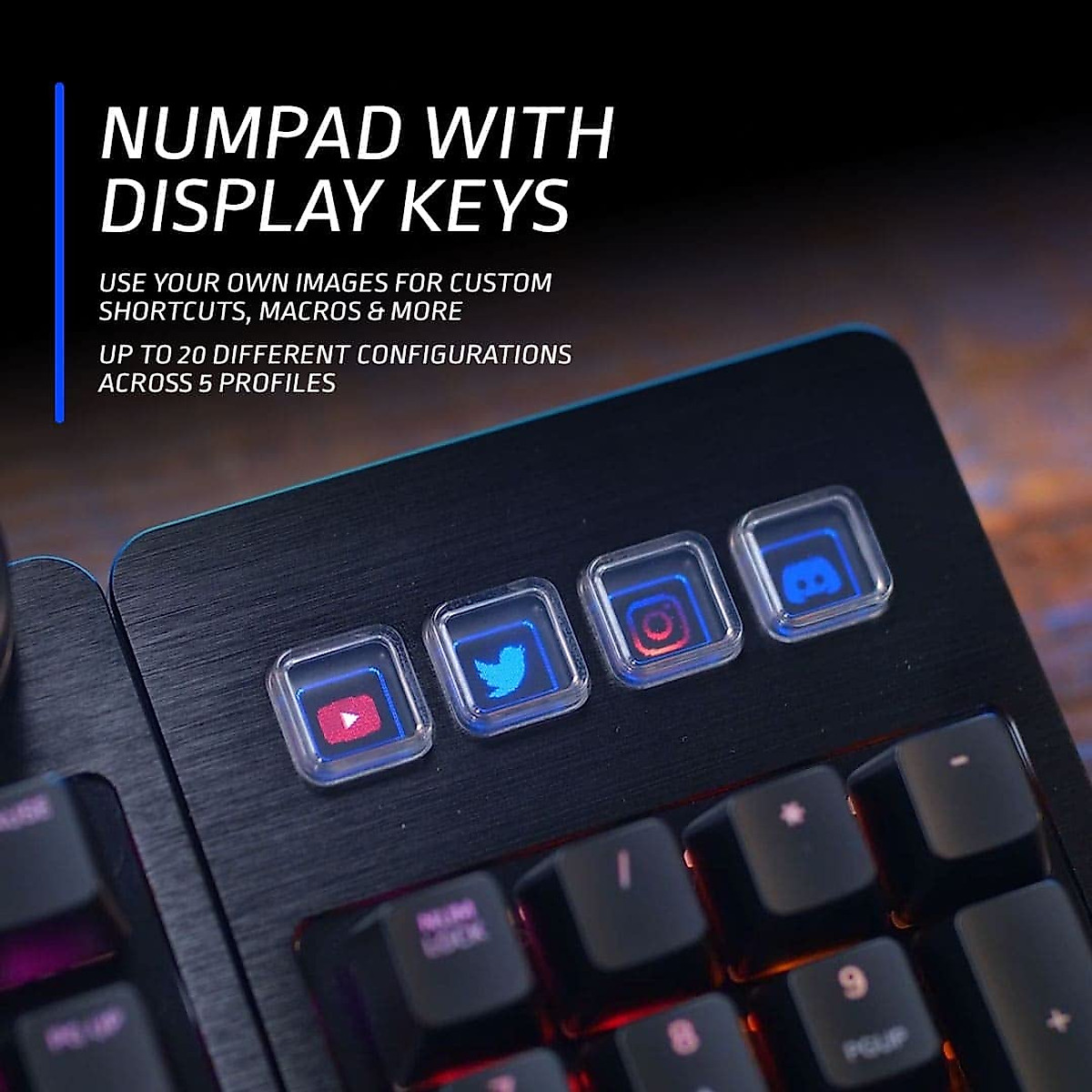 Mountain Everest Max Mechanical Gaming Keyboard - USB Passthrough - Cherry MX Hot-Swappable Switches - RGB Backlit (Midnight Black, Blue - Tactile & Clicky)