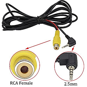 HCFeng 2.5mm to RCA Cable 2.5mm AV-in Male（4-Pole） to RCA Female Cable with Trigger,2.5mm Stereo to RCA Video Adapter for GPS Tablet Car Camcorder Reverse Backup Rear View Camera(2.4M+20cm)