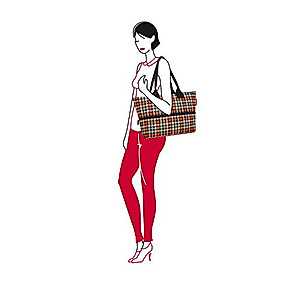 reisenthel Shopper E1, Expandable 2-in-1 Tote, Converts from Handbag to Oversized Carryall, Glencheck Red