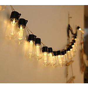 Edearkar LED Outdoor Camping Light Bulb 8.2 Feet 10 Lights Warm White Battery Powered Retro Bulb Light String Christmas Courtyard Holiday Decoration Lights, Pack of 1