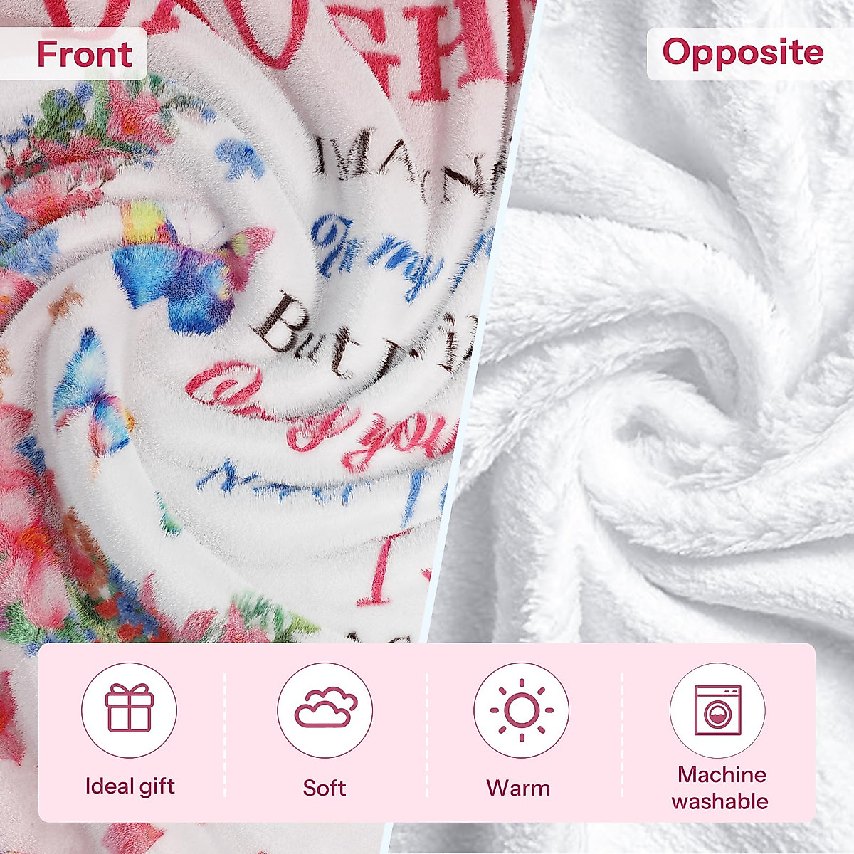 Daughter Blanket from Mom Dadto My Daughter Blankets, Birthday Gift for Girl Adult,Soft Fleece Throw Bedding for Bed Couch forGraduation,Christmas,Thanksgiving, 50x60,Moon and Butterfly