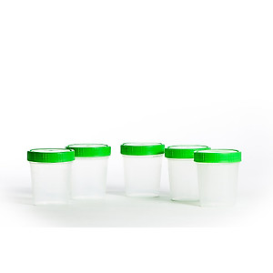 Transparent Plastic Beakers with Green cap/screw lids (Pack of 5)