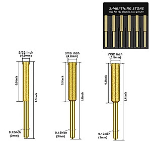 SENSILIN Diamond Chainsaw Sharpener Stones Diamond bits Sharpening Wheels, High Hardness Chainsaw File for Electric Chainsaw Sharpener 12PCS (7/32")