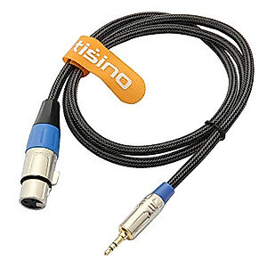 tisino XLR to 3.5mm Microphone Cable, XLR Female to 1/8 inch Mic Cord for Camcorders, DSLR Cameras, Computer Recording Device, and More - 10 feet