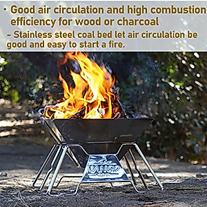 NANGOGEAR Flatpack Camping Grill Portable Wood Burning Stove Grill Stainless Steel 111107(MT-2)