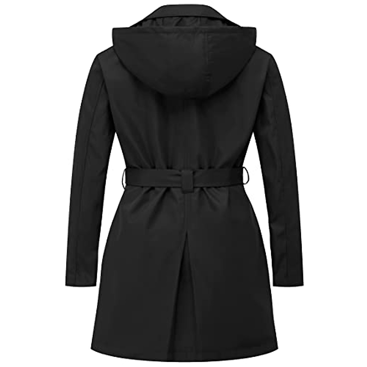 CREATMO US Plus Size Trench Coats for Women Coat Long Mid Length Relaxed-Fit Water-Resistant Black 4X