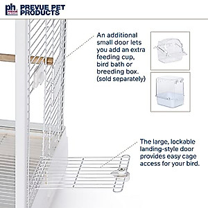 Prevue Pet Products Clear View Glass Bird Cage Crystal Palace for Small Birds - White Frame