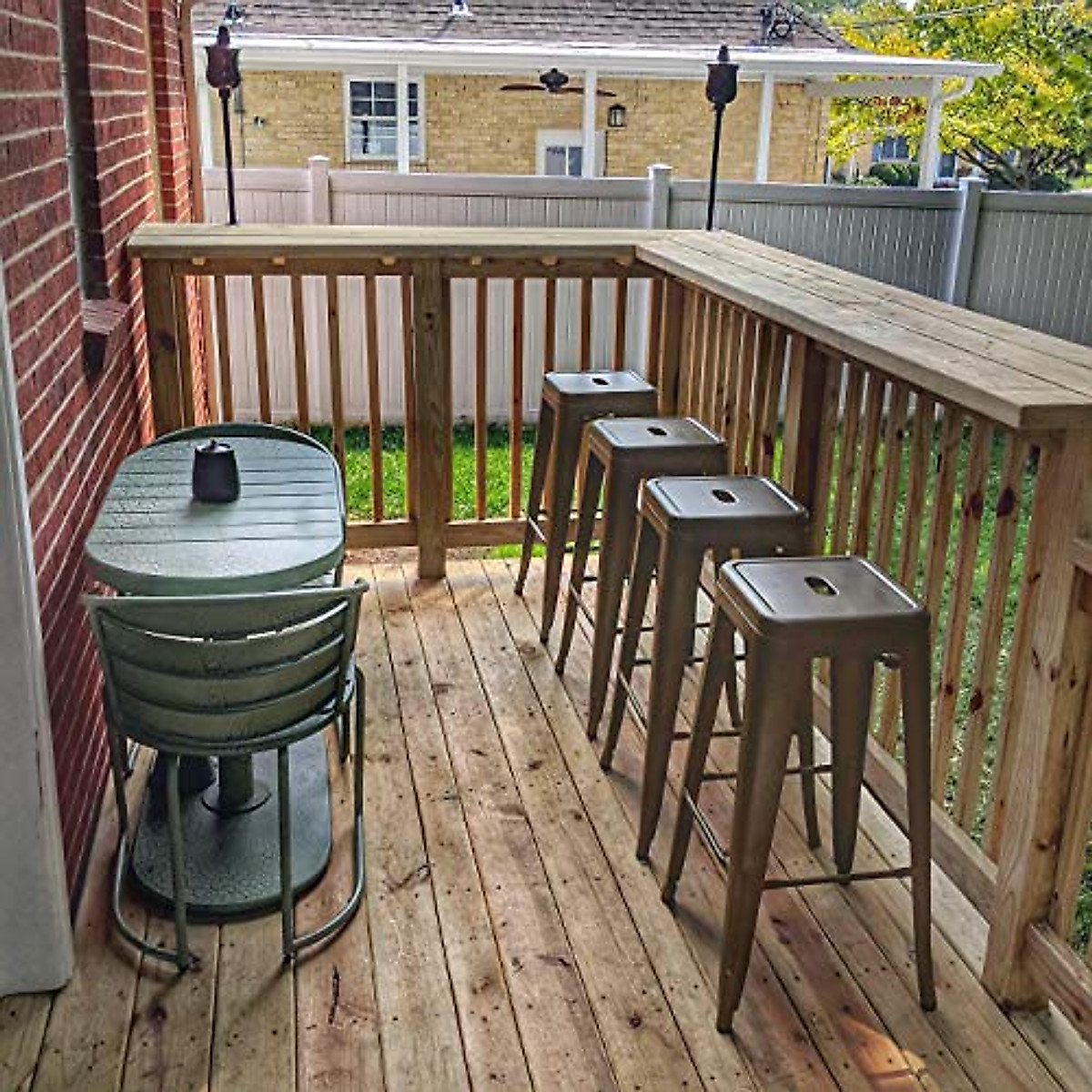 Yaheetech 30 Inches Metal Bar Stools, Set of 4 High Backless Barstools, Counter Height Patio Furniture Indoor/Outdoor Stackable Kitchen Dining Chair, Gun Metal