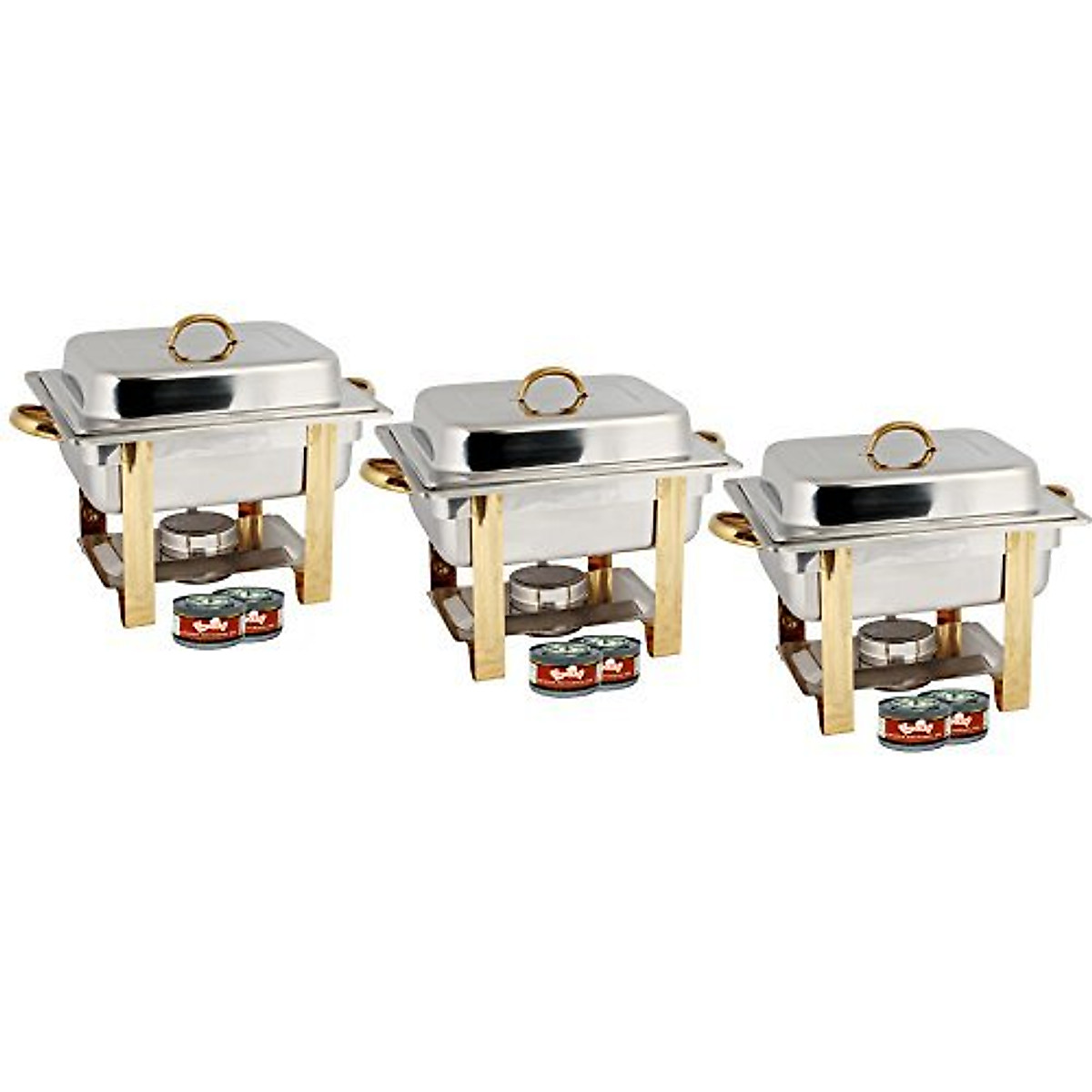 TigerChef TC-20550 Half Size Chafing Dish Buffet Warmer Set, Gold Accented, Includes 6 Free Chafing Fuel Gels, Stainless Steel, 4 Quart