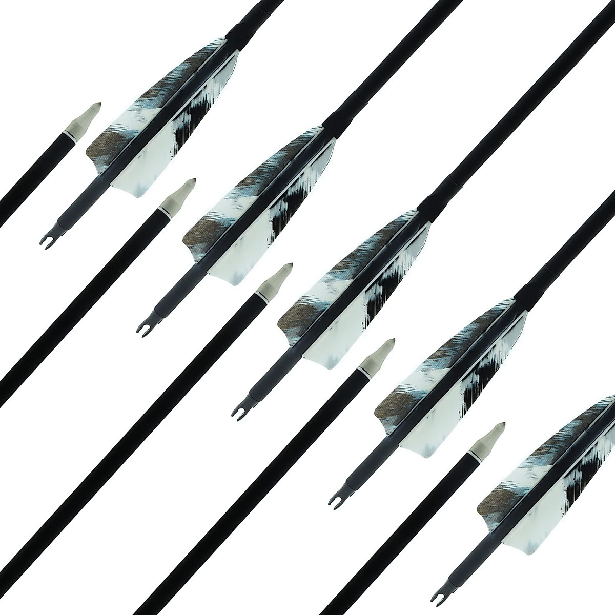 28Inch Carbon Arrow Archery Spine 500 4" Natural Turkey feather Competition Practice Target Shooting Hunting Arrows With Removable Tips For Recurve Long Traditional Bow And Compound Bow Pack of 12Pcs