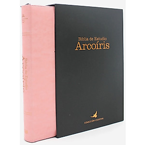Biblia de Estudio Arco Iris Reina Valera 1960 con cierre, Indice, Color Rosado con cobre y Estuche de lujo negro con cobre para guardar y proteger la Biblia Coleccion Celestial