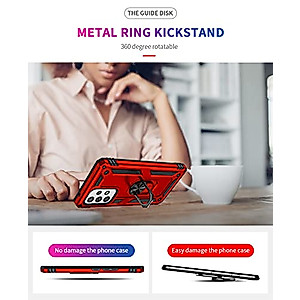 SunRemex Galaxy A53 5G Case [Military Grade] with Tempered Glass Protector & Kickstand - Red