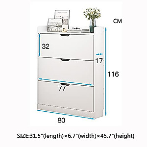 U&Q Modern Shoe Cabinet with Hidden Shoe Rack,Entryway Cabinet Large Capacity Shoe Storage Organizer,Creative Closet Shoe Cubby Decorative Furniture-White 80x17x116cm(31x7x46inch)