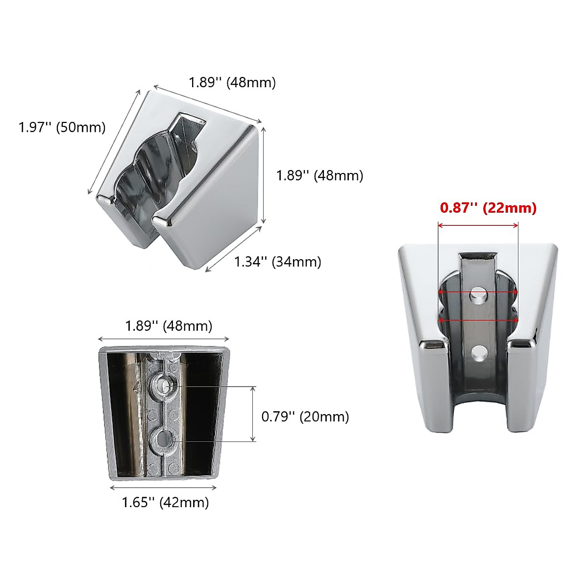 Handheld Shower Head Bracket for Bathroom, Wall Mount Robust Shower Head Holder, Universal Hand Held Shower Wand Hose Sprayer Holder, Chrome