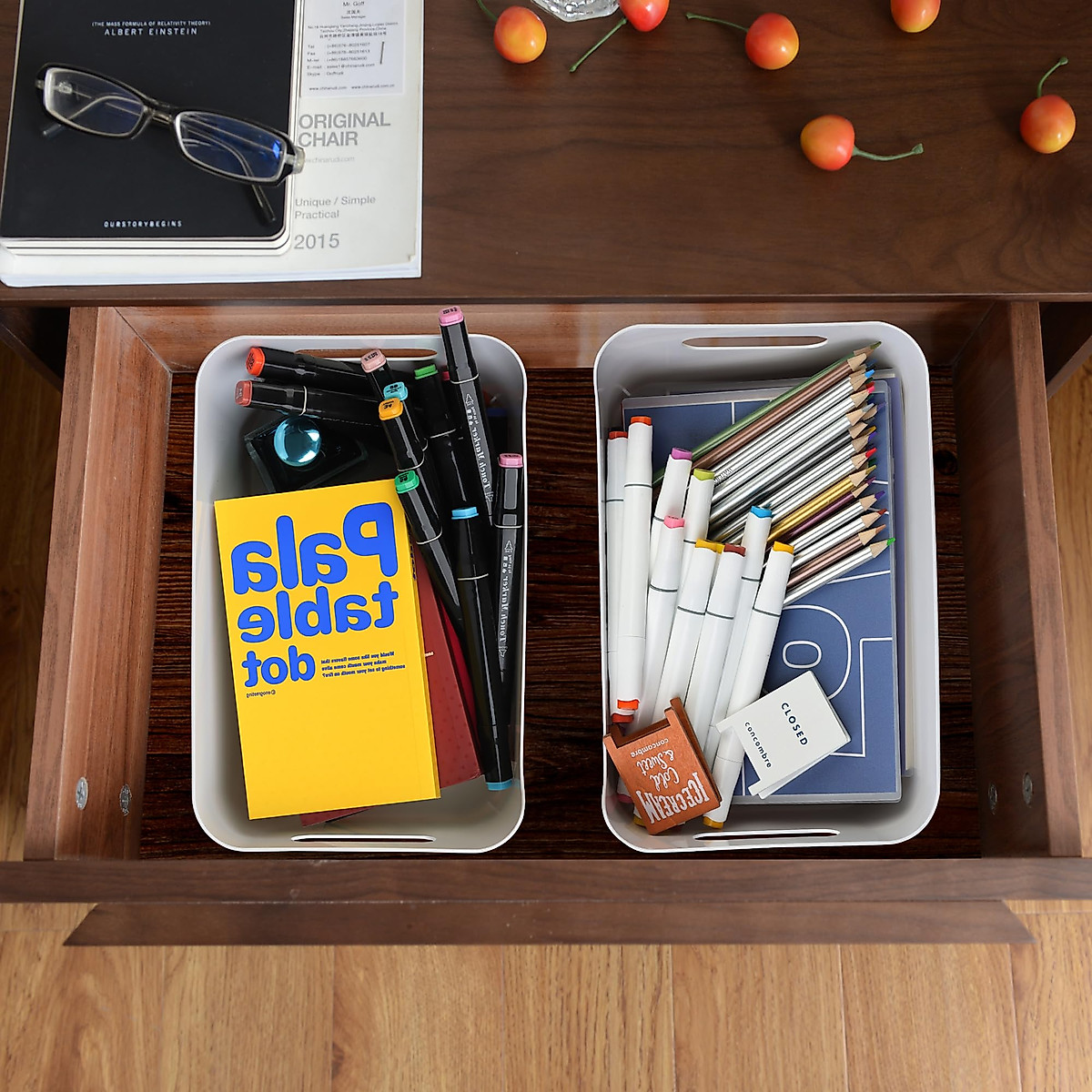 Tiawudi 12 Pack Storage Bins, Plastic Storage Containers, Multi-Use Organizer Bins, White Closet Organizer, Pantry Organizer, Bins for Cabinet, Drawer, Countertop or Shelves