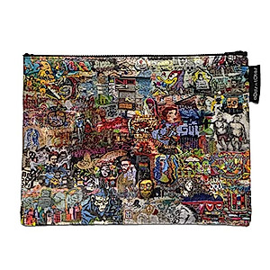 ODDS N TOTES Jumbo Zipper Pouch | Made from Recycled Plastic. Travel Toiletry Bag, Zipper Pouch for Art School Office Supplies (Extra Large) - Bundle Pack of 4