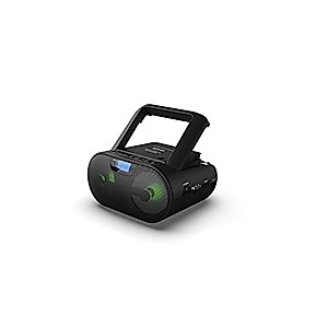 Riptunes CD Player Bluetooth Boombox AM/FM Portable Radio, Digital LCD MP3/CD, USB, mSD, Aux, Headphone Jack Stereo Sound System with Enhanced Bass, LCD Display with Remote, Black