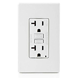 Leviton GFCI Outlet, 20 Amp, Self Test, Non Tamper-Resistant with LED Indicator Light, Protection from Electric Shock and Electrocution, GFNT2-W, White