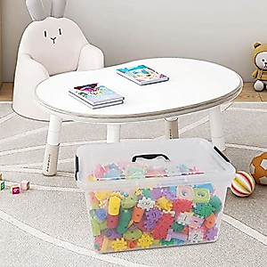 Parlynies Set of 4 Plastic Storage Box with Lid, 18 L Latching Storage Containers Bin, Clear