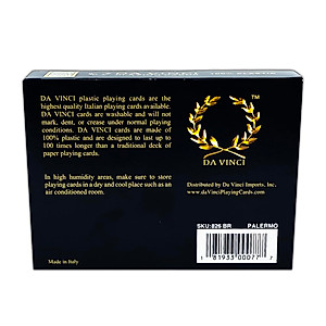 DA VINCI Palermo, Italian 100% Plastic Playing Cards, 2 Deck Set with Hard Shell Case and 2 Cut Cards (Bridge Size Regular Index)