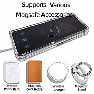 Boaoige Magnetic Clear Case for Samsung Galaxy Z Fold 3 5g, Compatible with Magsafe Card Wallet and Wireless Charger, Transparent Shockproof and Drop-Proof Case