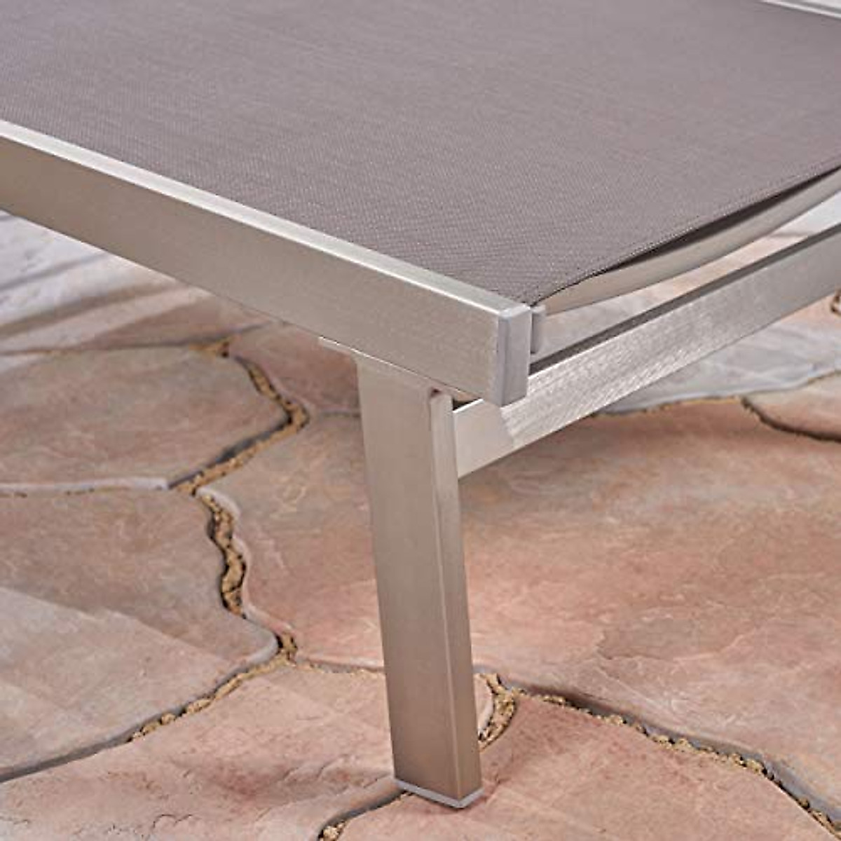 Christopher Knight Home Joy Outdoor Mesh and Aluminum Chaise Lounge (Set of 2), Gray